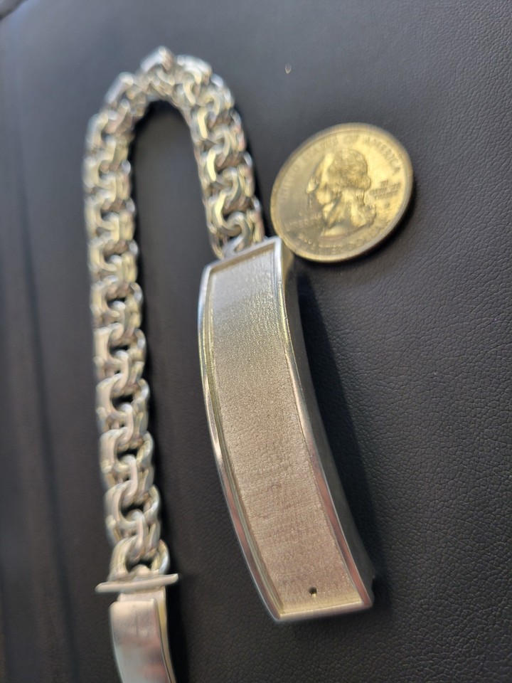 925 Sterling Silver Chino Link Solid Bracelet With Name Plate 8,5" 10mm ...