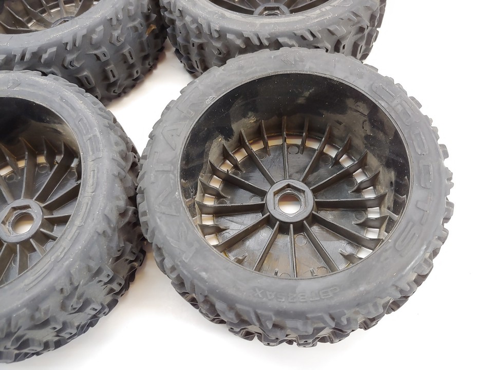 4x *RARE* Arrma dBoots Katar dBT825AX Talion Tires on 17mm Hex Wheels w ...
