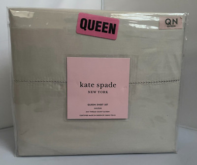 KATE SPADE New York Beige TWIN/QUEEN Sheet Set WESTON 300 TC Sateen 100 ...