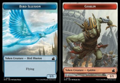 MTG Bird Illusion (0005) // Goblin (0008) Double-Sided Token - Foil NM ...