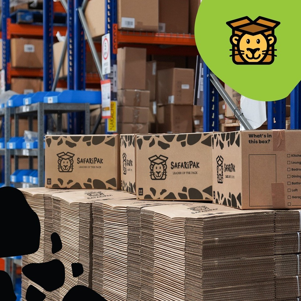 Moving House Boxes 52x30x30cm Strong Large Cardboard Packing Boxes with ...