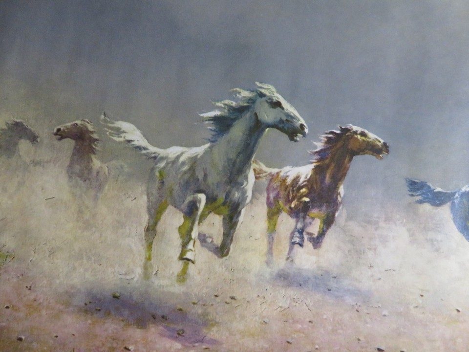 LARGE 1962 AUGUST ALBO, ART LITHO PRINT “FREE AS THE WIND” UNFRAMED 25 ...