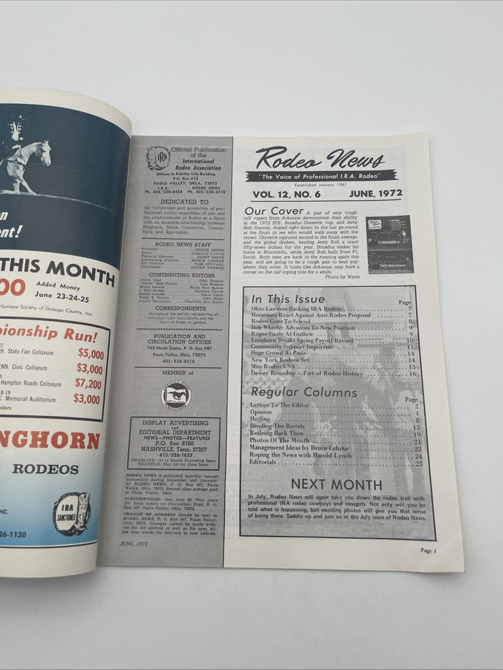 Rodeo News Magazine June 1972 / Broadus Gravette & Jerry Bob Hanson | eBay