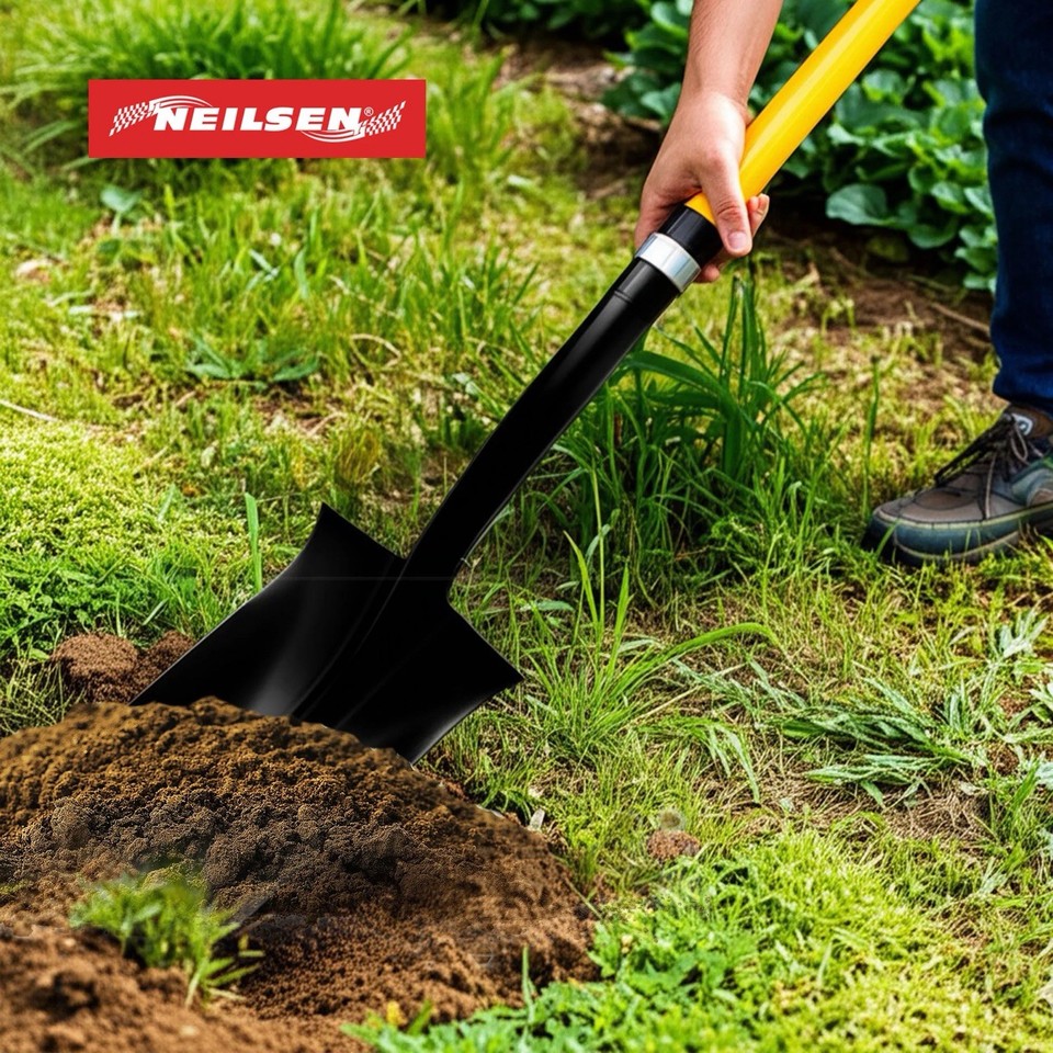 Square Spade Shovel 1480mm Long Fibreglass RubberGrip Handle Builder ...