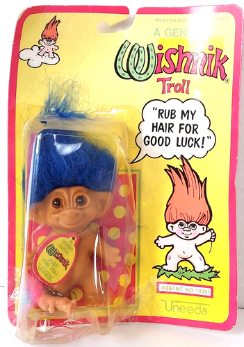 Vintage Wishnik Troll Doll Blue Hair Uneeda ASSTMT. NO. 70301 | eBay