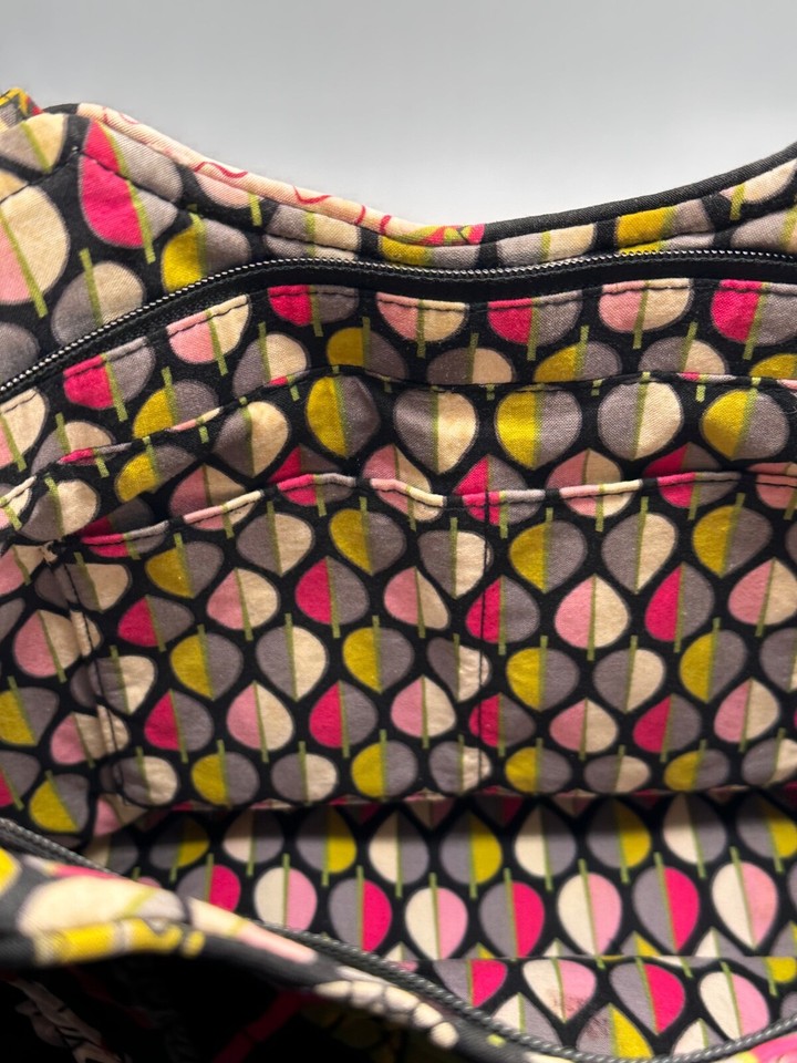 Vera Bradley Moon Blooms Handbag Shoulder Bag Zip Closure Black ...