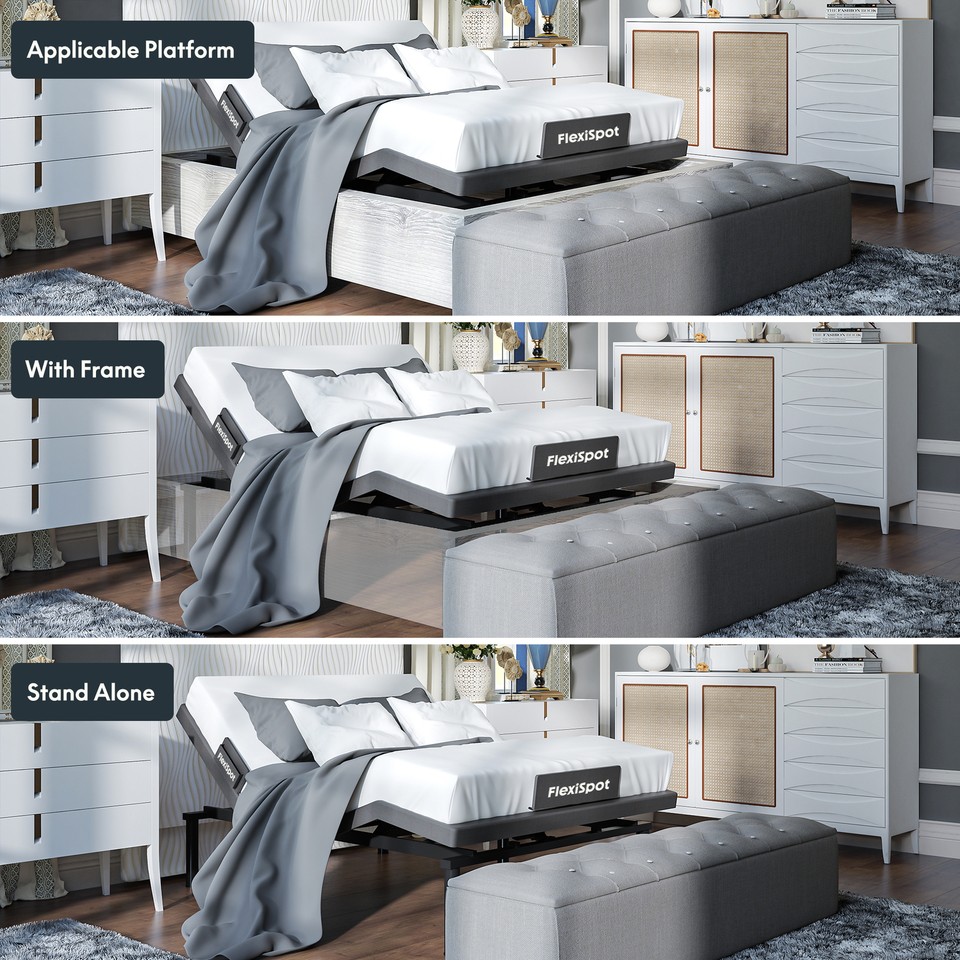FLEXISPOT Massage Zero Clearance Adjustable Bed Frame Base with ...