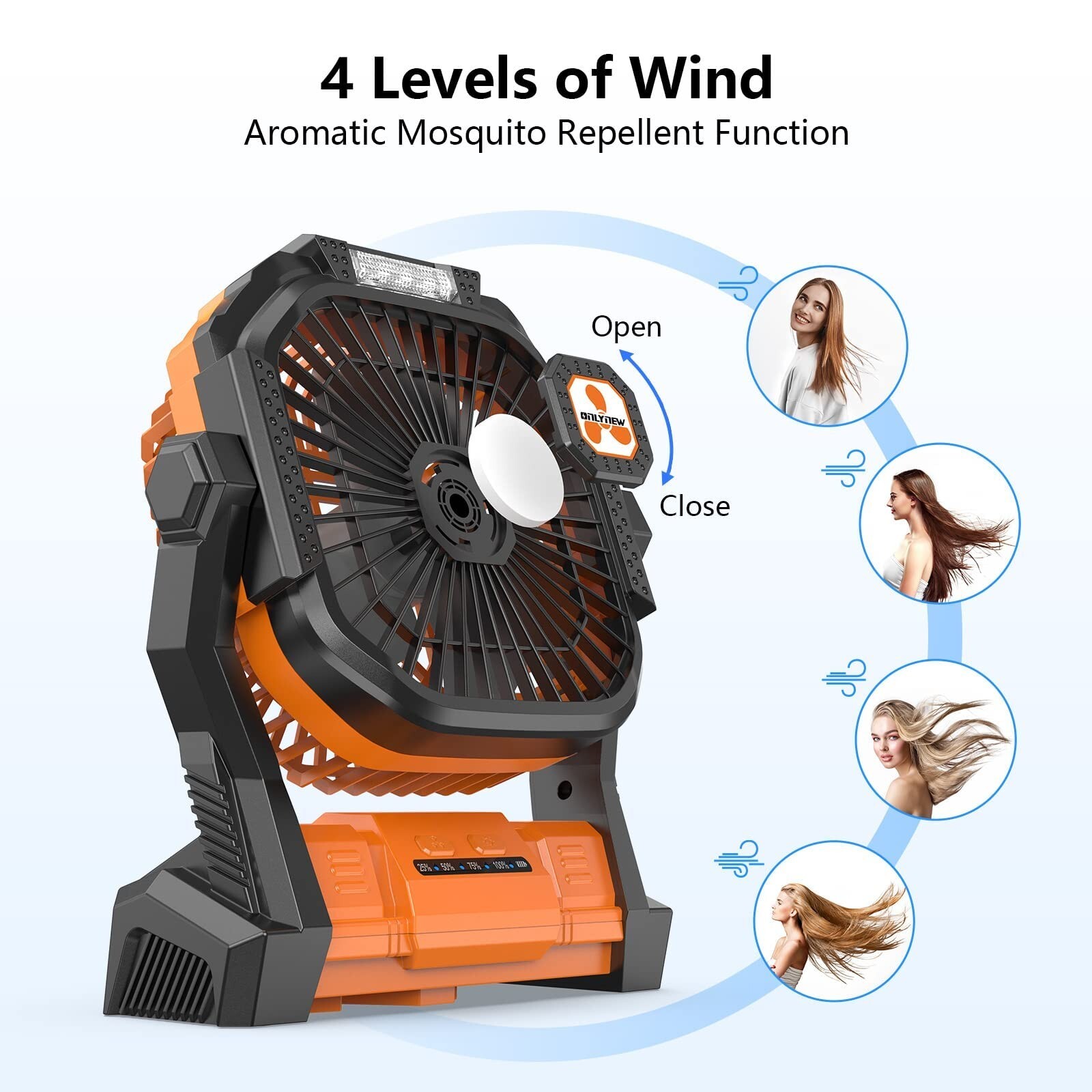 Portable Fan Rechargeable, Cordless Battery Powered Fan with LED ...
