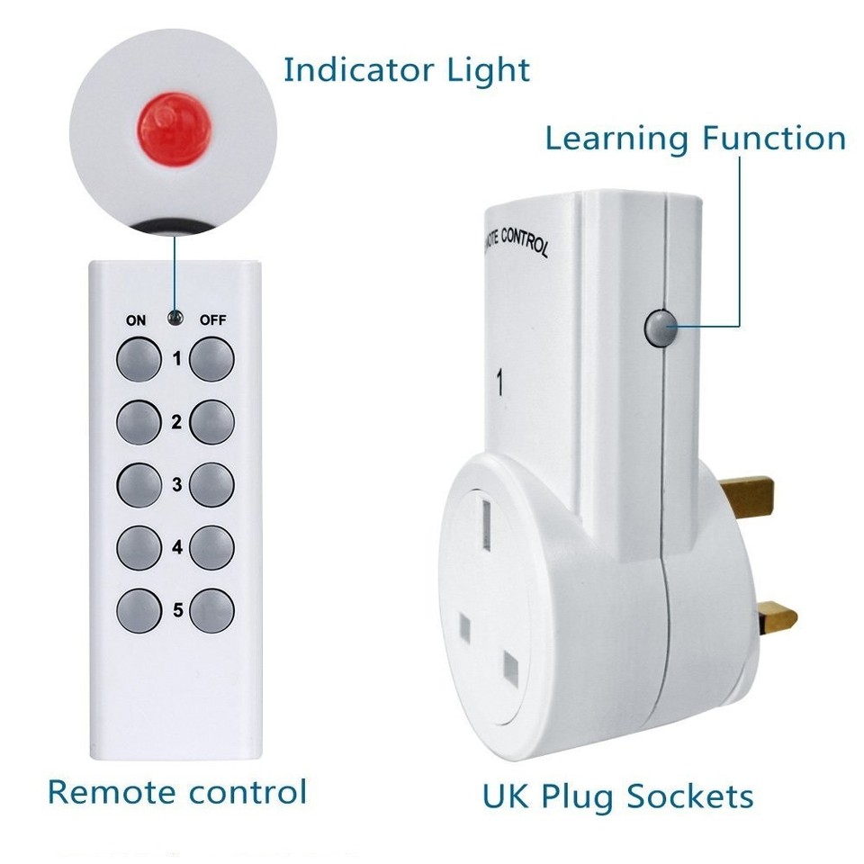 Remote Control Socket Wireless Switch Mains UK Plug AC Power Outlet ...