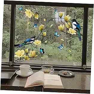 Static Window Clings Spring Flower Bird Butterfly Window Stickers ...