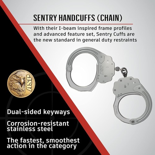 Asp Sentry Handcuffs Rigid Double Strands Safe Edges Surface Stainless ...