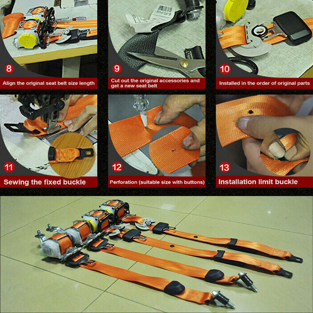 3.6M Car Seat Belt Webbing Safety Strap Seat Lap Retractable Polyester ...