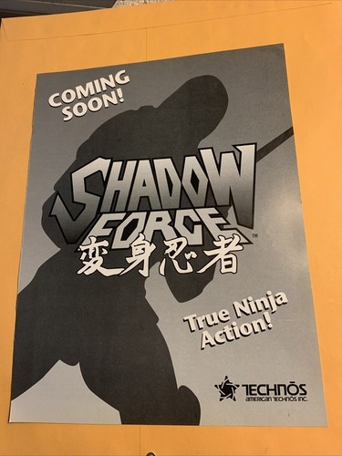 ORIGINAL 1993 11-8'' Shadow force Technos coming soon arcade VIDEO game ...