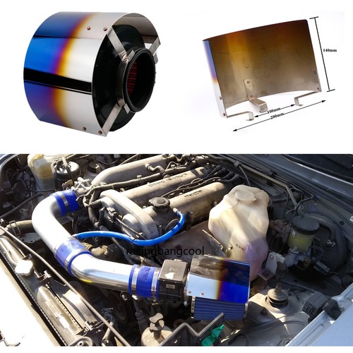 2.5" -5" Blue Stainless Air Intake Filter Cover Shields Engine ...