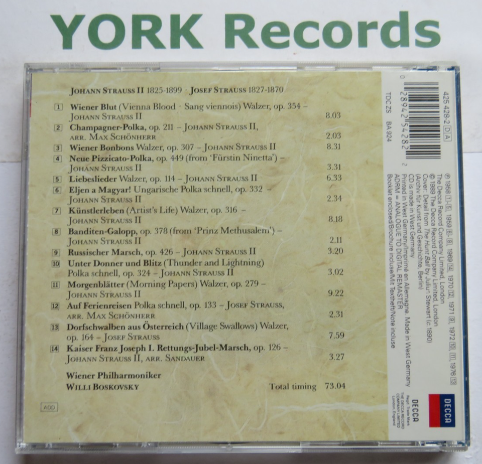 J STRAUSS - Strauss Gala IV BOSKOVSKY Vienna Philharmonic Orch - Ex CD ...