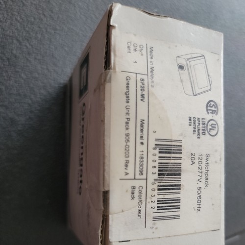 COOPER CONTROLS GREENGATE SP20-MV SP20MV SWITCHPACK 120/277V 20A BLACK ...