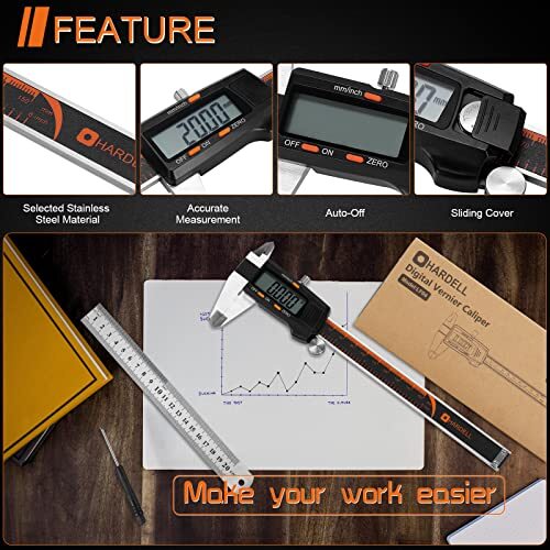 Digital Caliper with Large LCD Screen，Calipers Measuring Tool with Auto ...