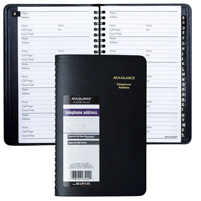 At-A-Glance 80-LP11-05 Large Print Telephone Address Book, 5-1/2 x 8-1/ ...