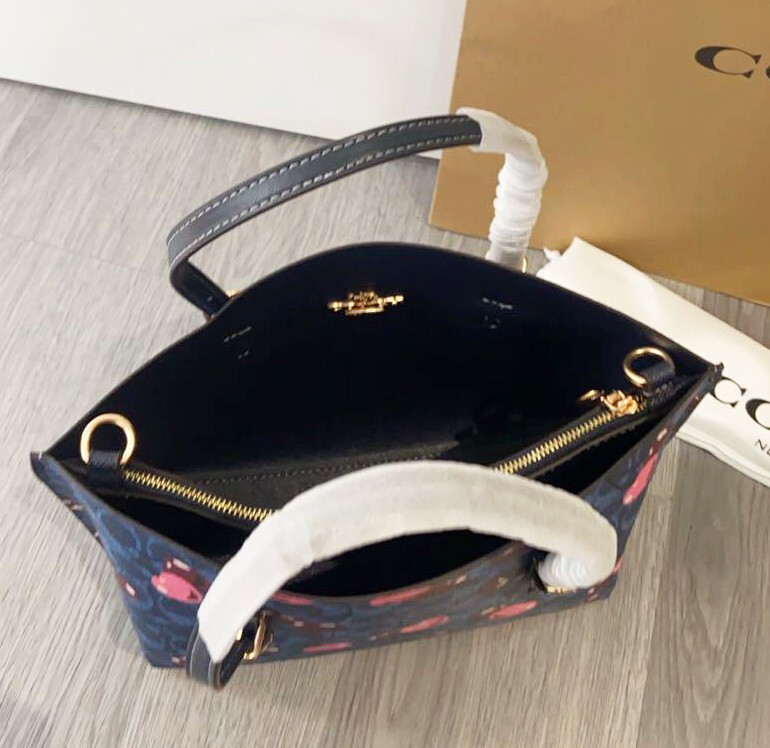 COACH Molly Tote Bag 25 Signature Canvas Cherry Print Denim CZ772 ...