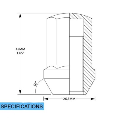5 x Chrome Large 9/16 OE Type Ram Acorn Lug Nuts with 7/8 Inch Hex OEM ...