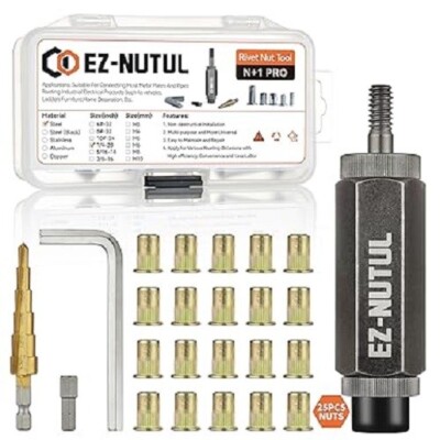 Rivet Nut Installation Tool Set Flat Head Rivnut Threaded Insert Nut ...