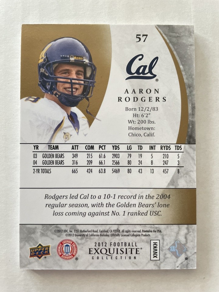 Aaron Rodgers 2012 Upper Deck Exquisite Collection Base /85 | eBay