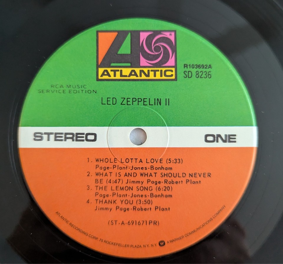 Led Zeppelin II LP Atlantic SD 8236 Club Edition VG+/NM 1975 Stones ...