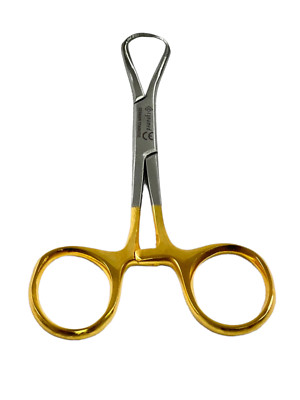1 Ea - Gold Handle Backhaus Towel Clamp Forceps 3.5" Ratchet Locking ...