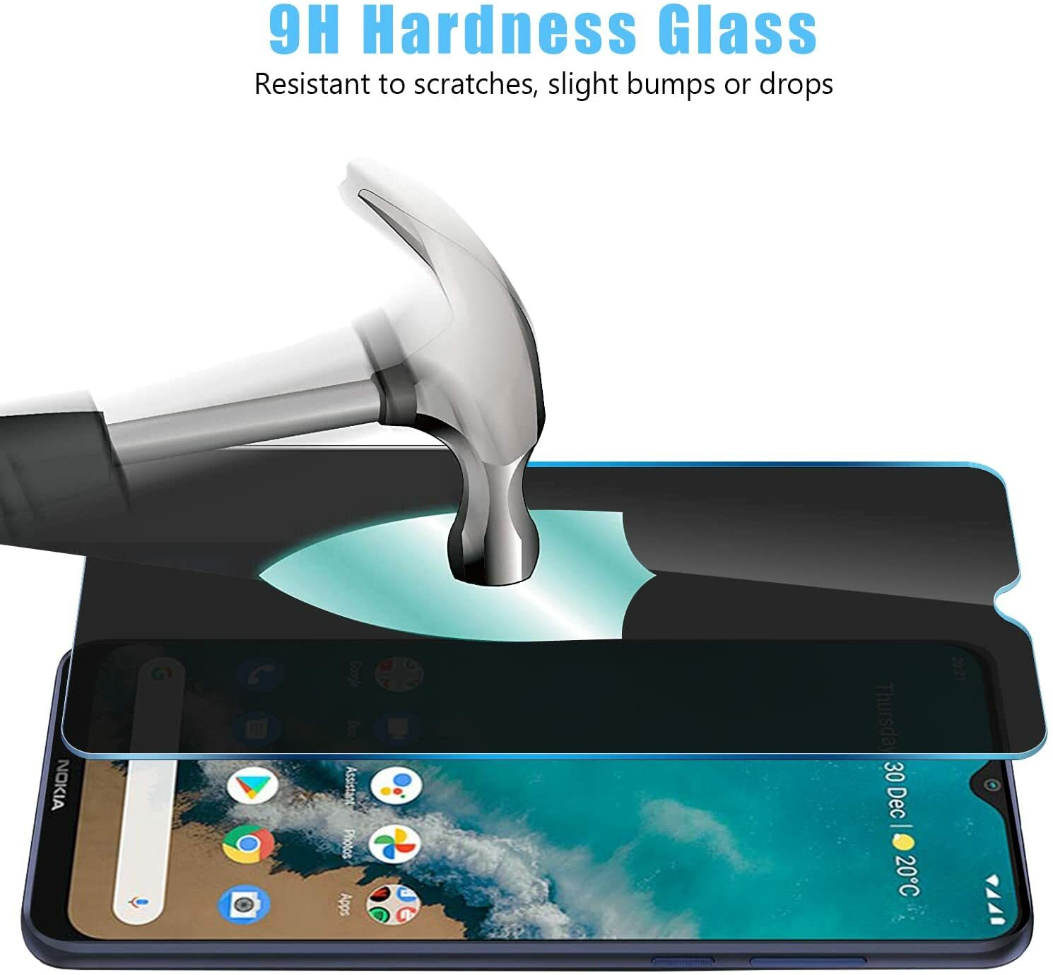 For Nokia C21 Plus G21 G20 G10 Privacy Anti-Spy Tempered Glass Screen ...