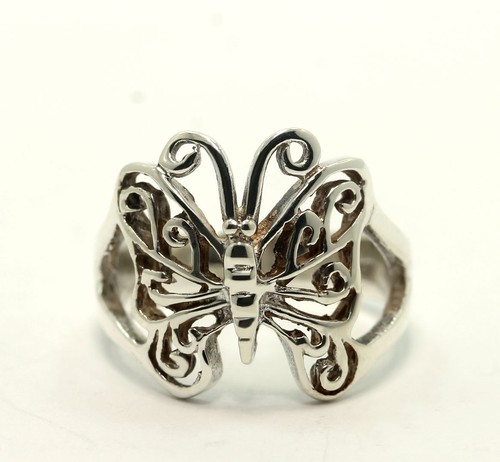 Sterling Silver Filigree Butterfly Band Split Shank Ring Size 6 | eBay
