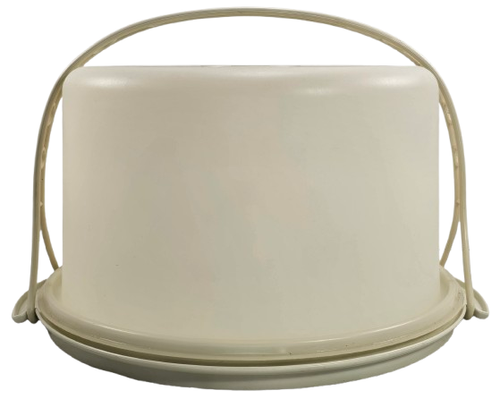 Tupperware Cake or Cupcake Taker & Handle White Almond 624 683 684 ...