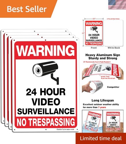 Durable Metal Reflective Video Surveillance Signs 14x10 - Perfect for ...