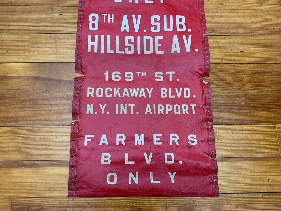 NY NYC GREEN BUS ROLL SIGN 8TH AVE SUBWAY AIRPORT HILLSIDE ROCKAWAY ...