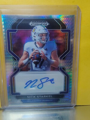 2022 Panini Prizm Draft Picks Nick Starkel Silver Hyper Rookie Auto San ...