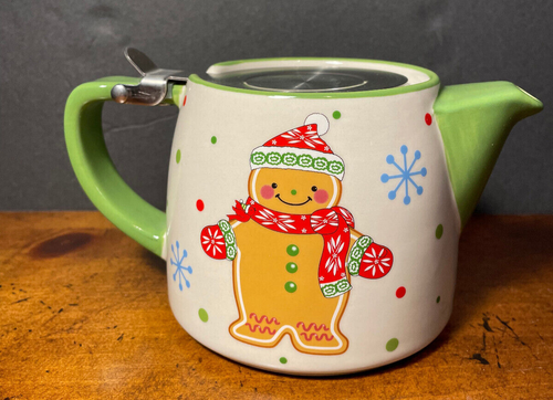 Temp-tations Seasonal 18-oz Teapot with Strainer, Gingerbread Man Tea ...
