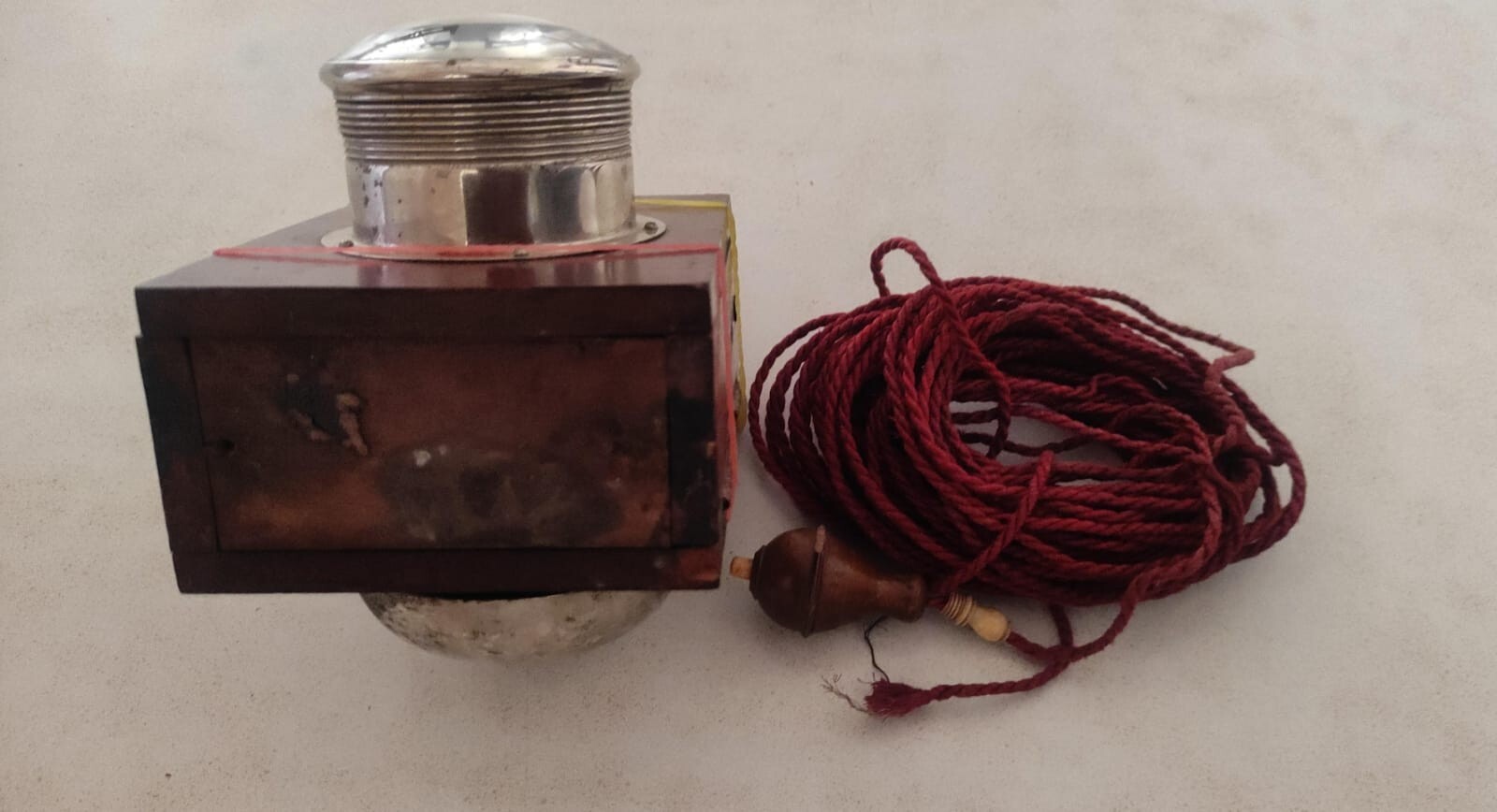 Old rare butler/servant wooden push button ,Gong Bell &lamp on a wooden ...