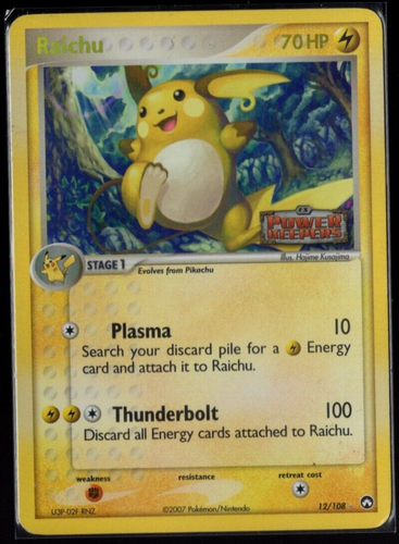 Raichu 12/108 Stamped Holo Rare EX Power Keepers Pokémon TCG Played ...