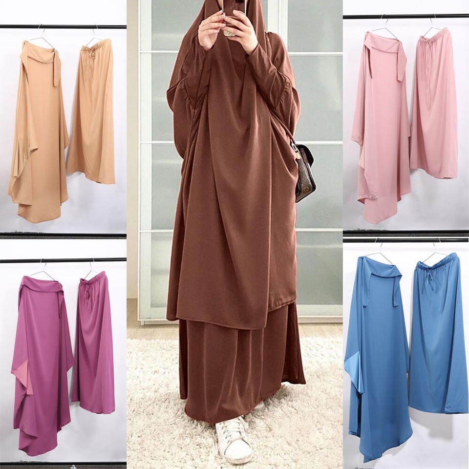 Khimar Hijab Burqa Caftan Muslim Women Kaftan Abaya Islamic Set Ramadan ...