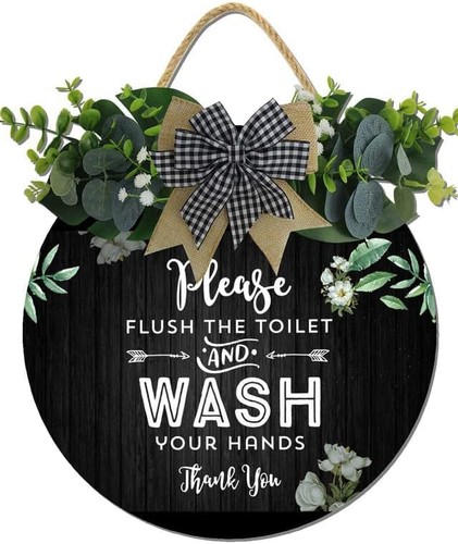 Bathroom Decor,Please Flush The Toilet and Wash Your Hands Thank You ...