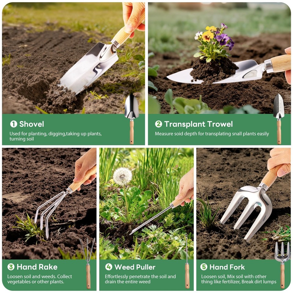 Gardening Hand Tools with Durable Garden Tools Bag and Rust-Proof ...