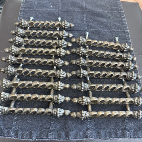 16 Vintage Keeler KBC Art Deco Ornate Twist Brass Drawer Cabinet Pulls ...