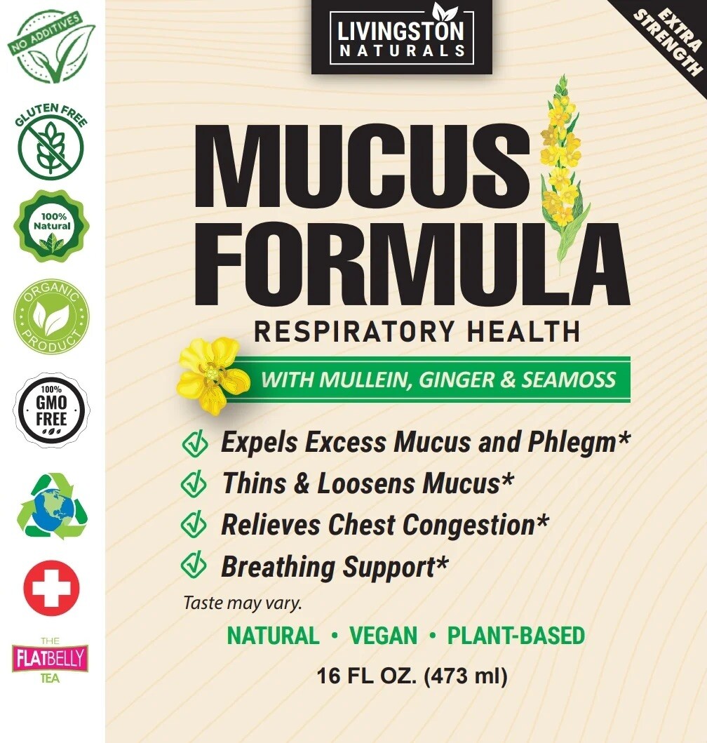 Mucus Formula with Mullein, Ginger & Sea-Moss By Livingston Natural ...