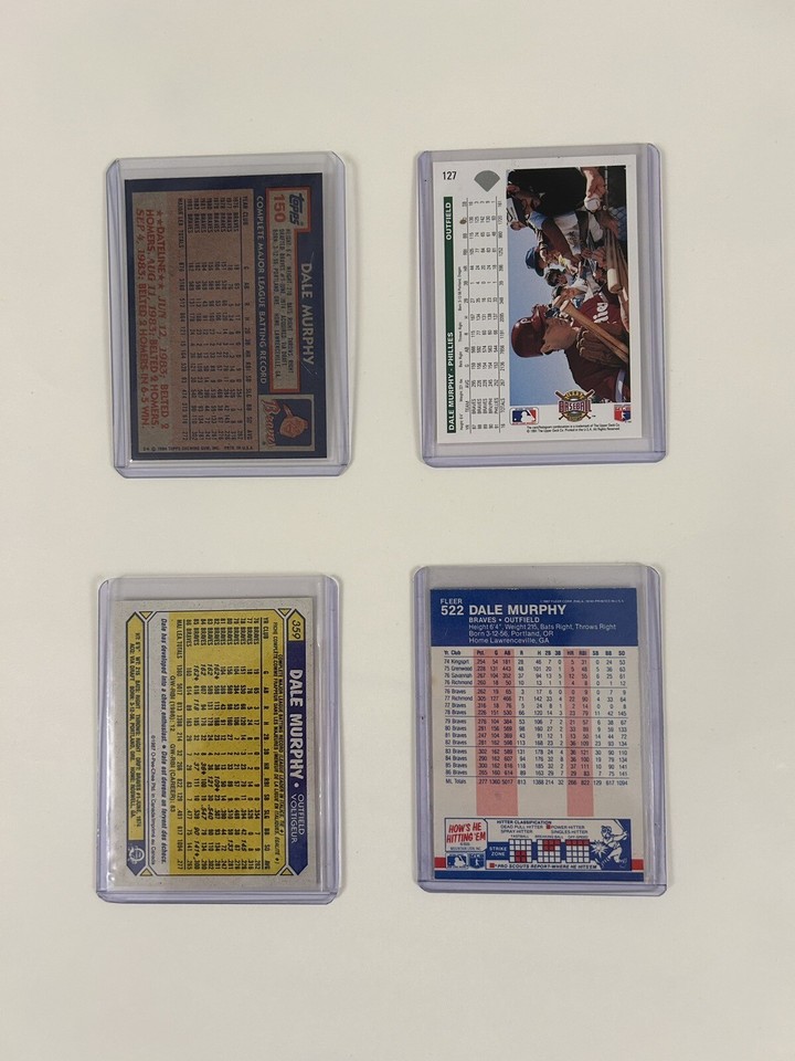 Dale Murphy 1984 Topps #150 1987 Topps #359 1987 Fleer #522 1991 Upper ...