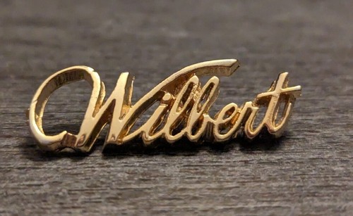 "Wilbert" In Cursive Script/Text Vintage Gold-Toned Name Tag Or Lapel ...