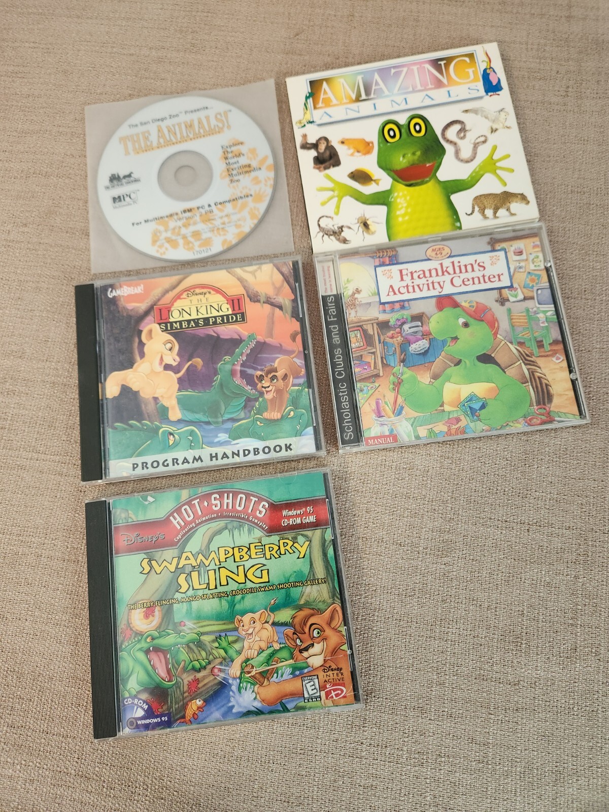 Lot of 5 Children's/Animal PC Games CD-ROM ~ San Diego Zoo, Disney, etc ...