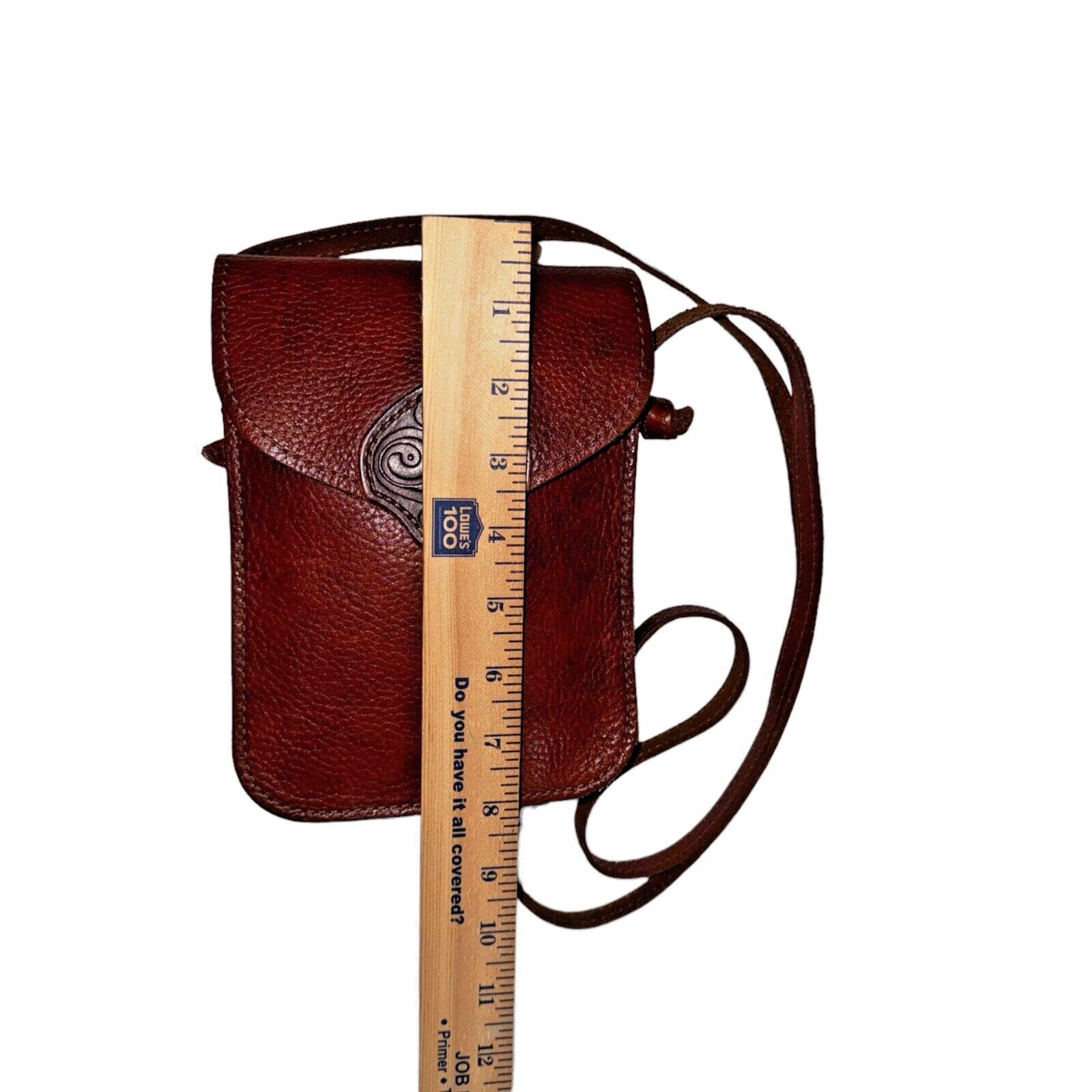 Brown Leather Cross Body Bag Medallion Purse Handbag Adjustable Strap ...