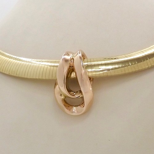 14k Rose Gold Electroform Infinity Slide Charm Pendant Modernist Omega ...