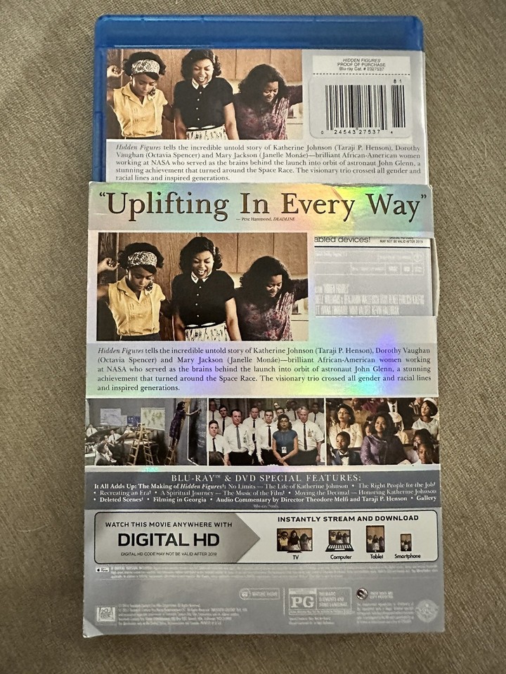 Hidden Figures (Blu-ray, 2016), no DVD included 24543275374 | eBay