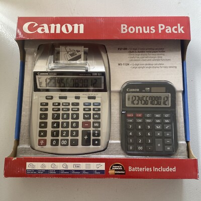 Canon Calculators P27-DH & WS-112H 2-Color Mini Desktop Printing Bonus ...