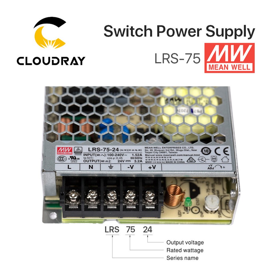 Meanwell LRS-75 Switch Power Supply 12V 24V 5V 14A 6A 3.2A for Laser ...